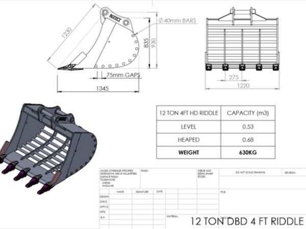4ft // 10-14t // Riddle Bucket for excavator for sale in Co. Derry for ...