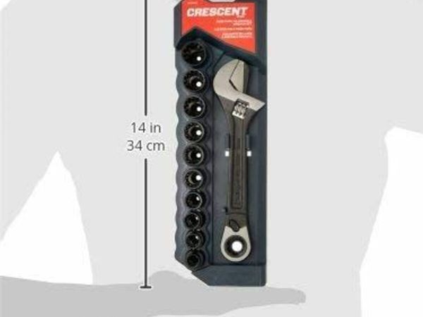 11 Piece 3-in-1 X6 Pass-Thru Adjustable Wrench/Spanner, Pipe Wrench and ...