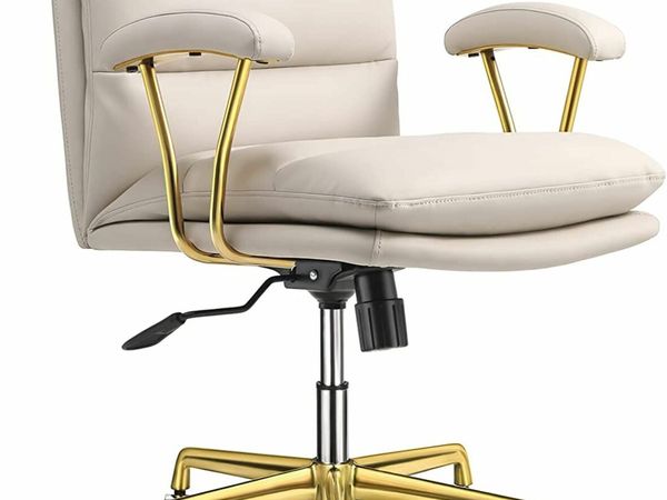 EMIAH Office Desk Chair Ergonomic Computer Chair Mid-Back PU-Padded ...