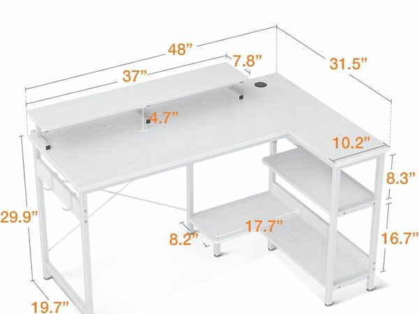 48 Inch L Shaped Desk with Storage Shelves for sale in Co. Dublin for € ...