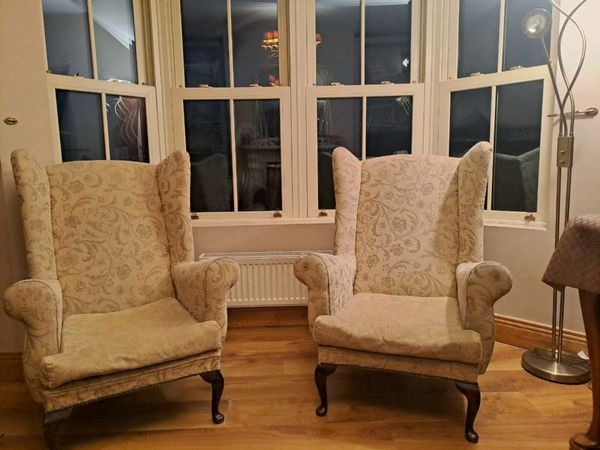 Original antique tan leather queen Ann chair for sale in Co. Louth for 750 on DoneDeal