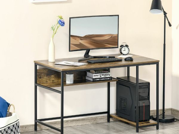 Wood Computer Desk, with Storage Shelf, Rustic Bro for sale in Co ...
