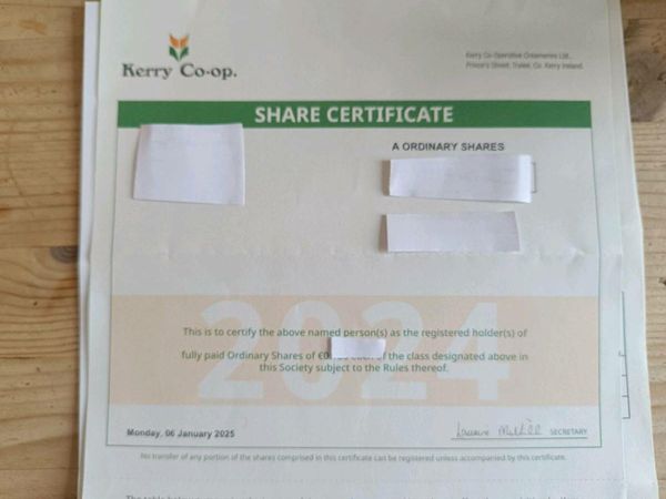 Kerry Co -op shares for sale for sale in Co. Limerick for €12,345 on ...