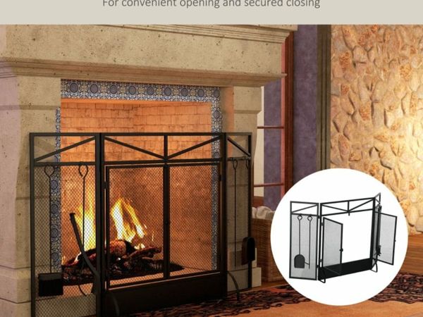 3 Panel Folding Fire Guard Screen with Fireplace T for sale in Co ...