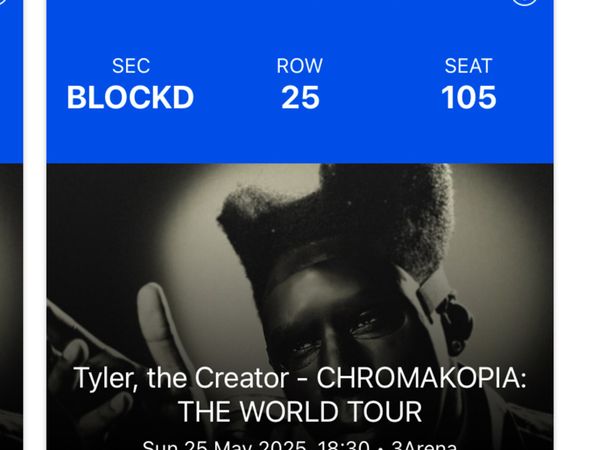 Platinum tickets Tyler the Creator Chromakopia for sale in Co. Galway ...