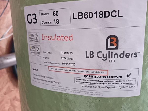 New LB Cylinders insulated hot water cylinder for sale in Co. Galway ...