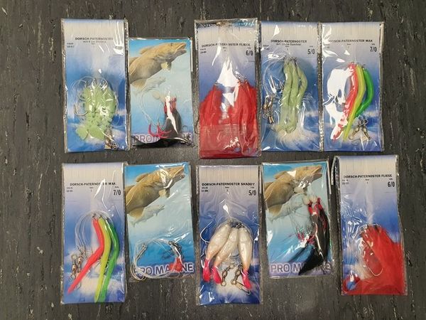 No#1 - NEW - Set of 10 packs Strong Sea Rigs Feathers on Big Hooks 5/0 ...