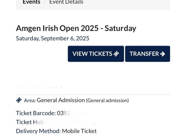 Amgen Irish Open Saturday Tickets x2 for sale in Co. Cork for €100 on ...