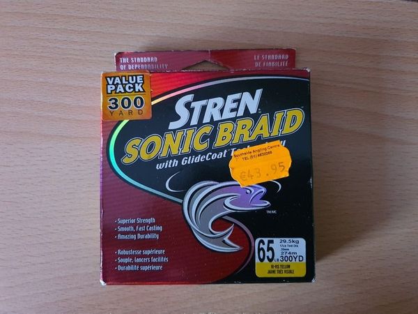 NEW - His-Vis Yellow Stren Sonic Braid 0,33mm, 300yd=274m, 65LB = 29 ...
