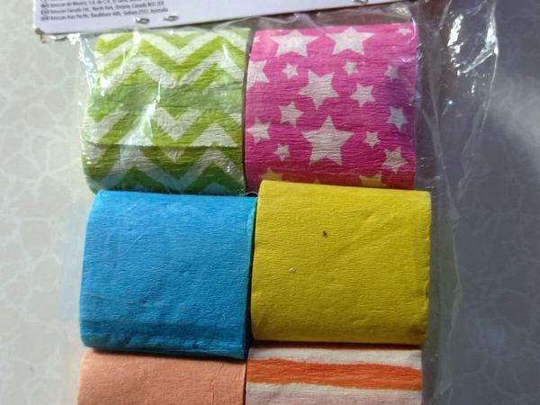 BOX OF CHALK & PACKET OF PAPER STREAMERS (NEW). for sale in Co ...
