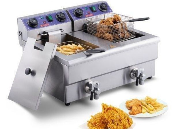Commercial Electric Deep Fryer Countertop Deep Fryer with Dual Tanks ...