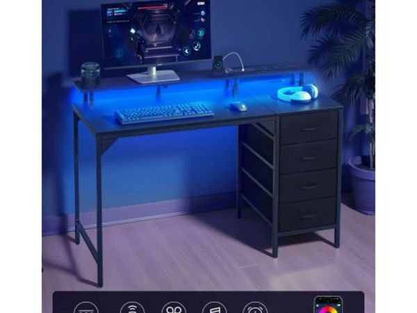 120 cm Computer Desk with Smart LED Lights and Pow for sale in Co ...
