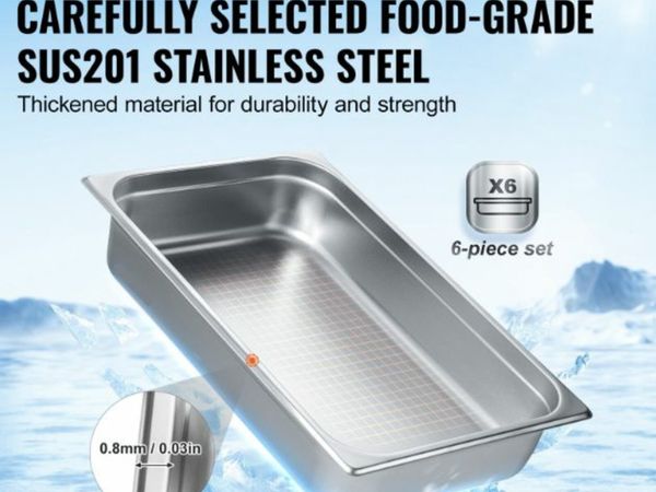 6 Pack Full Size Stainless Steel Steam Table Pan for sale in Co ...