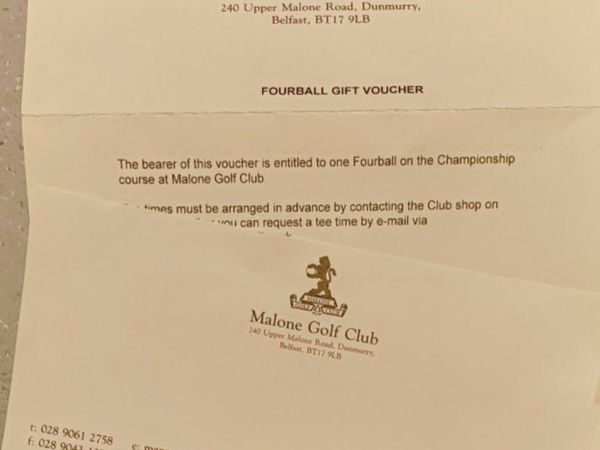 Fourball for Malone Golf Club for sale in Co. Cavan for €350 on DoneDeal