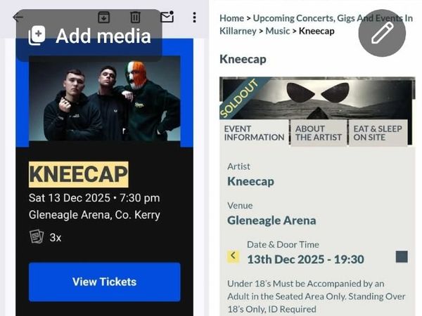 KNEECAP Concert Tickets for sale in Co. Tipperary for €170 on DoneDeal