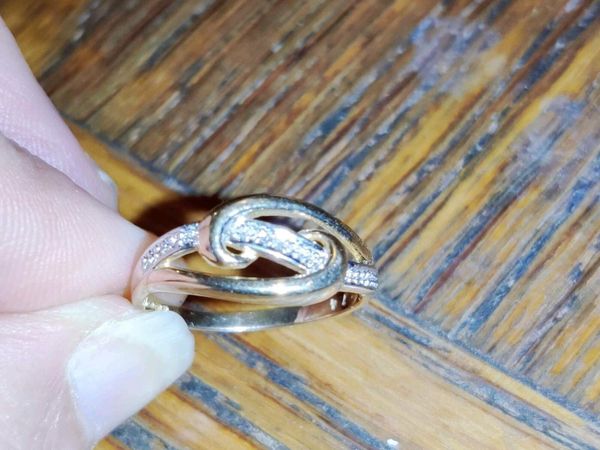 DIAMOND TWIRLY TWIST, 9CT YELLOW Gold New Ring ! for sale in Co. Dublin ...