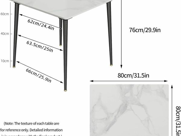 Kitchen Dining Table Marble Tabletop Square 80cm for sale in Co. Dublin ...