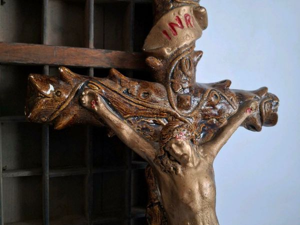 Large Ceramic Folk Art Crucifix for sale in Co. Kerry for €60 on DoneDeal