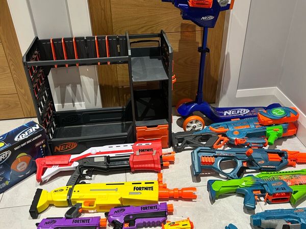 Almost 40 Nerf & XSHOT Guns, Gun Rack & Scooter for sale in Co ...