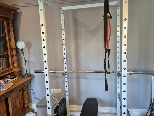 Squat Rack/Bench press plus barbell and weights for sale in Co ...