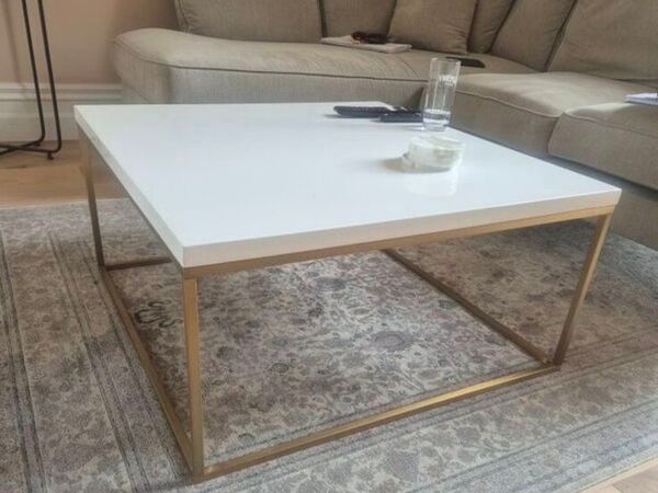 Coffee table white glass and brass from Browsers for sale in Co ...