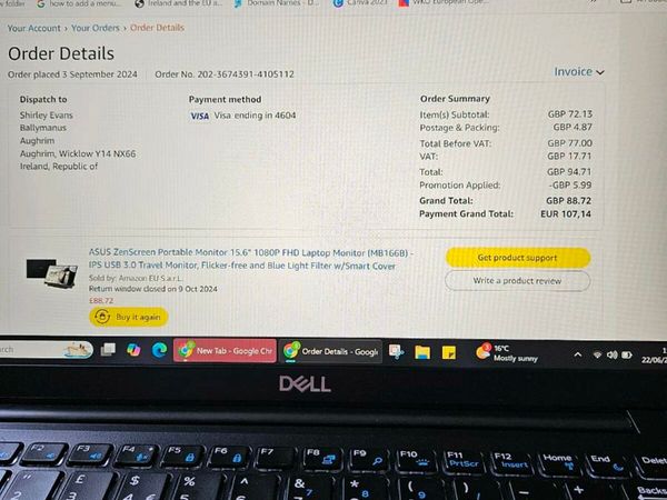 ASUS PORTABLE MONITOR for sale in Co. Wicklow for €80 on DoneDeal