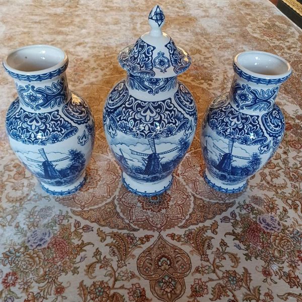 3 Large 3 Delfts Bleau Porcelain Vases For Sale In Co Kerry For €230 On Donedeal