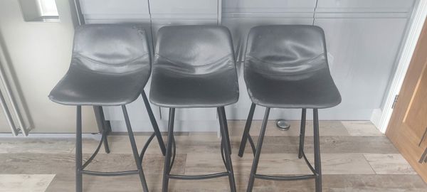 cream faux leather and walnut bar stool | 7 All Sections Ads For Sale ...