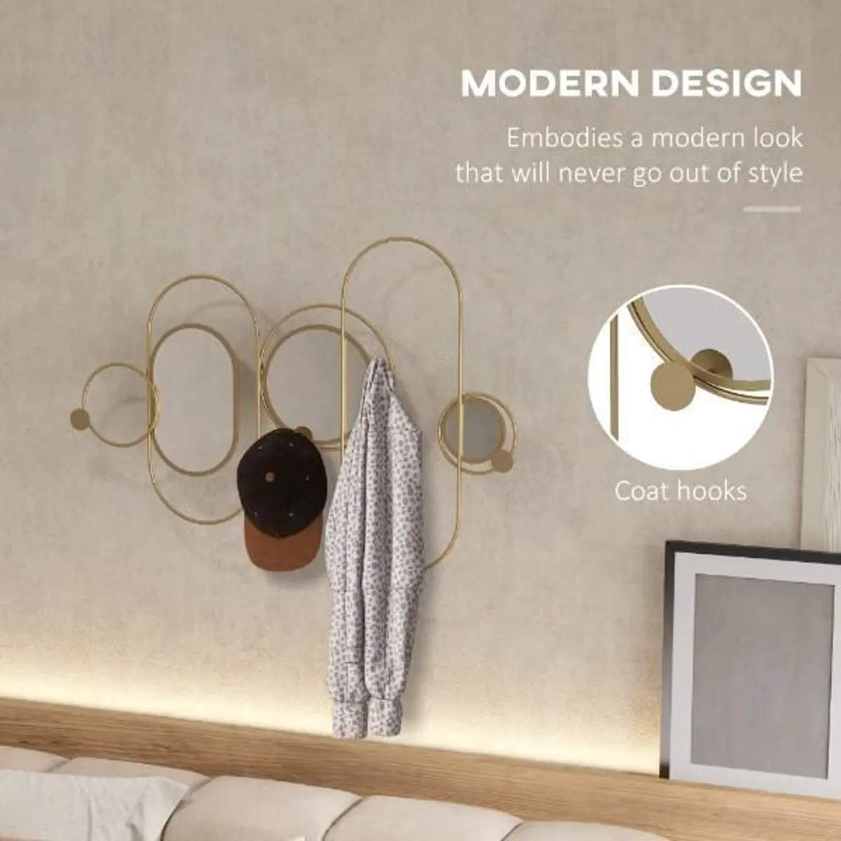 New Metal Wall Mirror Decor with Coat Hooks Modern Decorative Wall Art for sale in Co. Dublin for 175 on DoneDeal