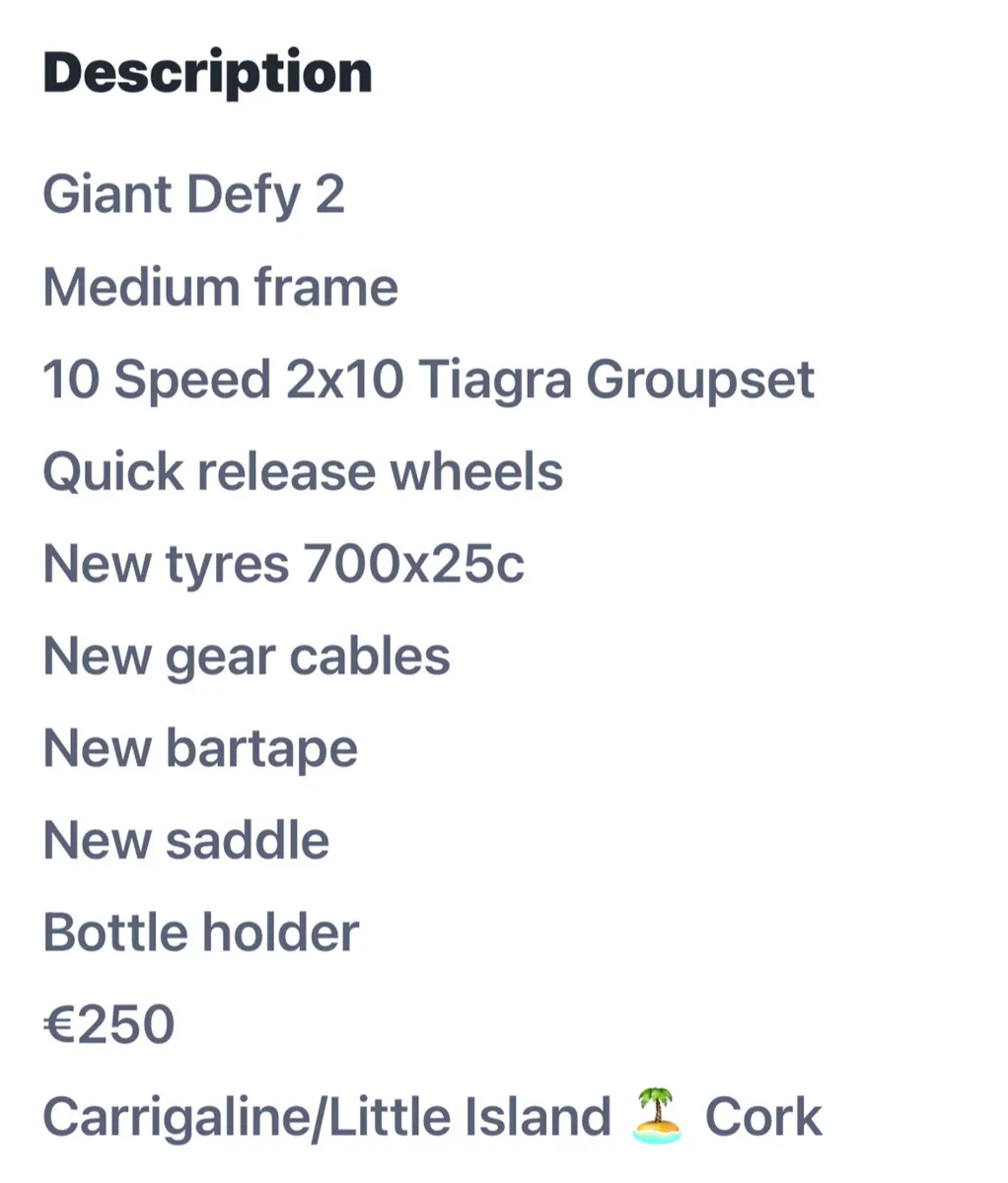 Giant Defy 2 - 10 speed €180 Scott Speedster €240 for sale in Co. Cork for €260 on DoneDeal