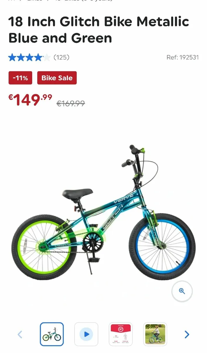 Black Friday sale Bike kids BMX 18" for sale in Co. Sligo for €60 on DoneDeal