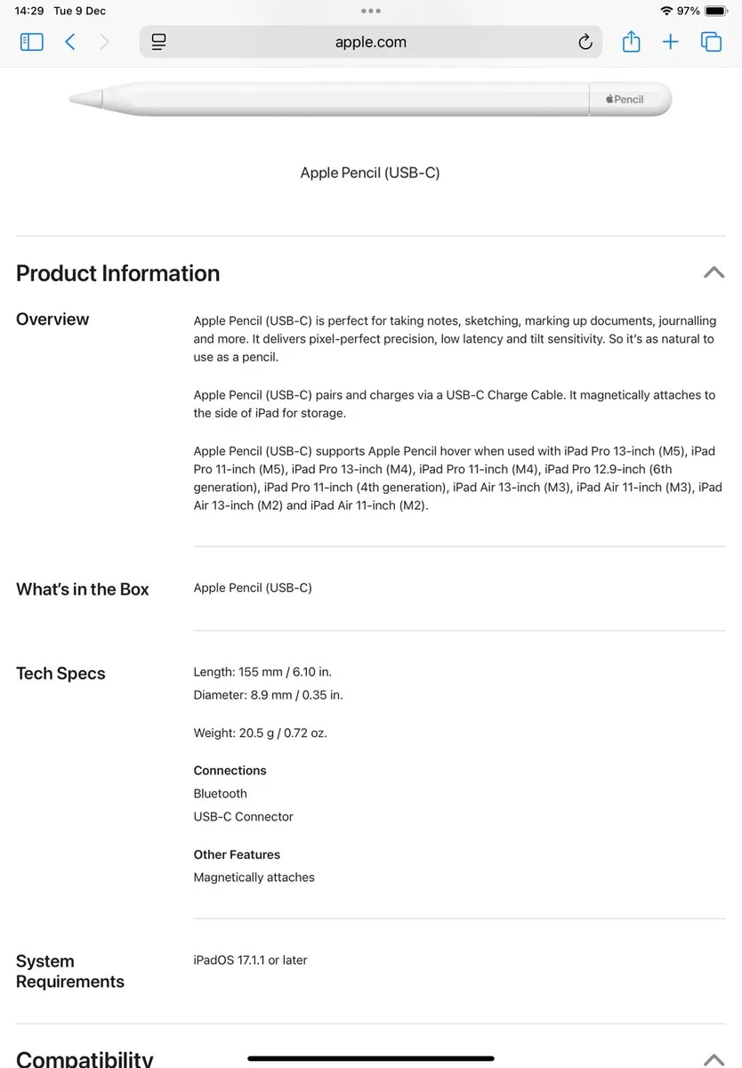 Apple Pencil USB C for sale in Co. Donegal for €50 on DoneDeal