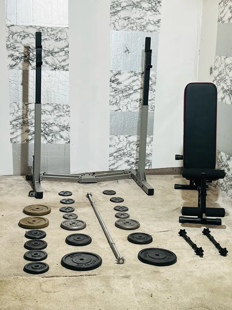 80 KG IRON WEIGHTS BENCH RACK BARBELL DUMBBELLS for sale in Co ...