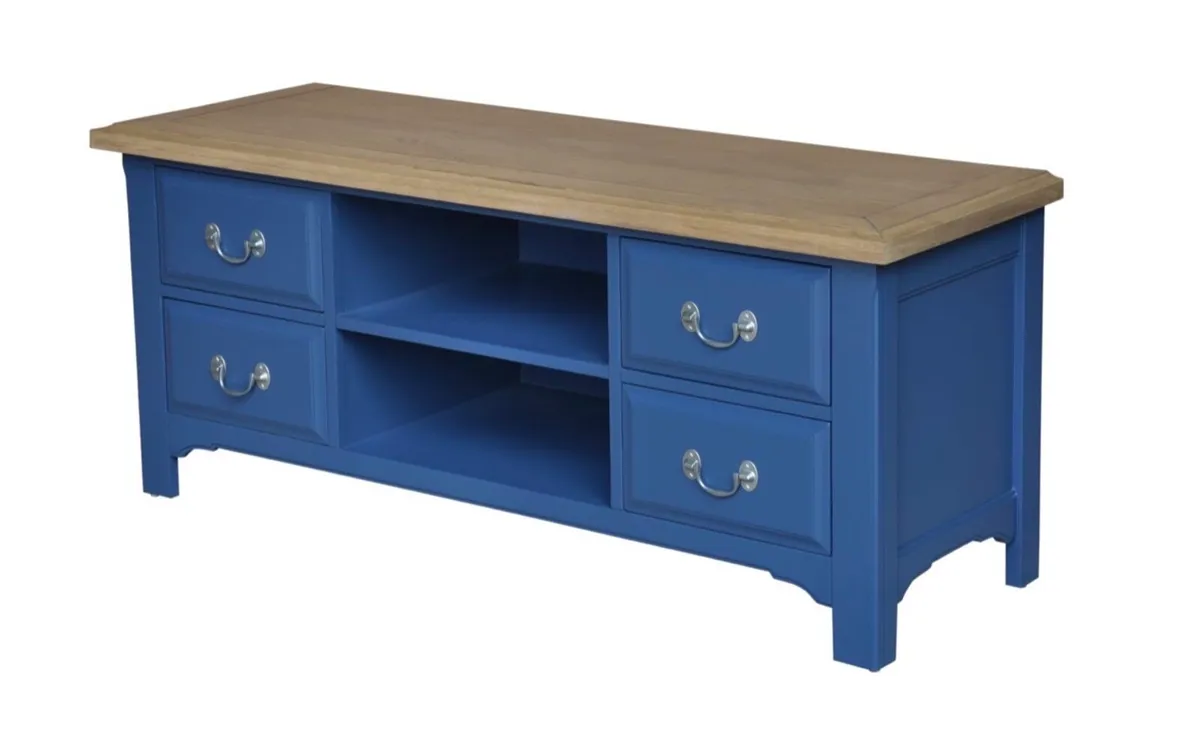 Marine Blue Solid Oak TV Unit, Ex Display Like New for sale in Co ...
