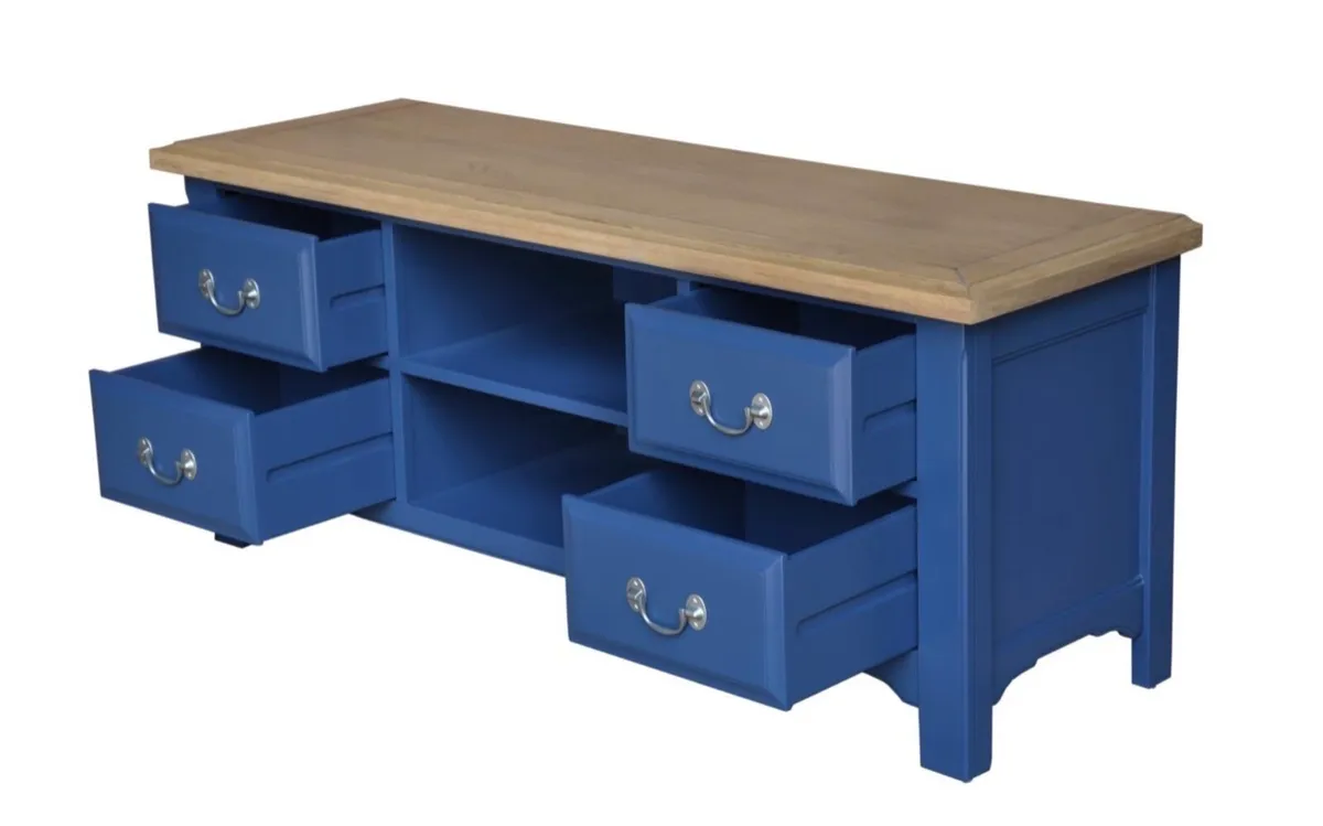 Marine Blue Solid Oak TV Unit, Ex Display Like New for sale in Co ...