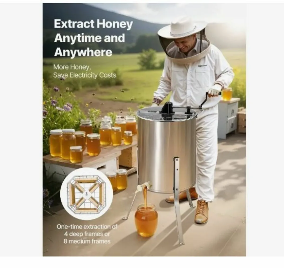 Honey Extractor, 4/8 Frame Manual Honey Spinner for sale in Co. Dublin ...