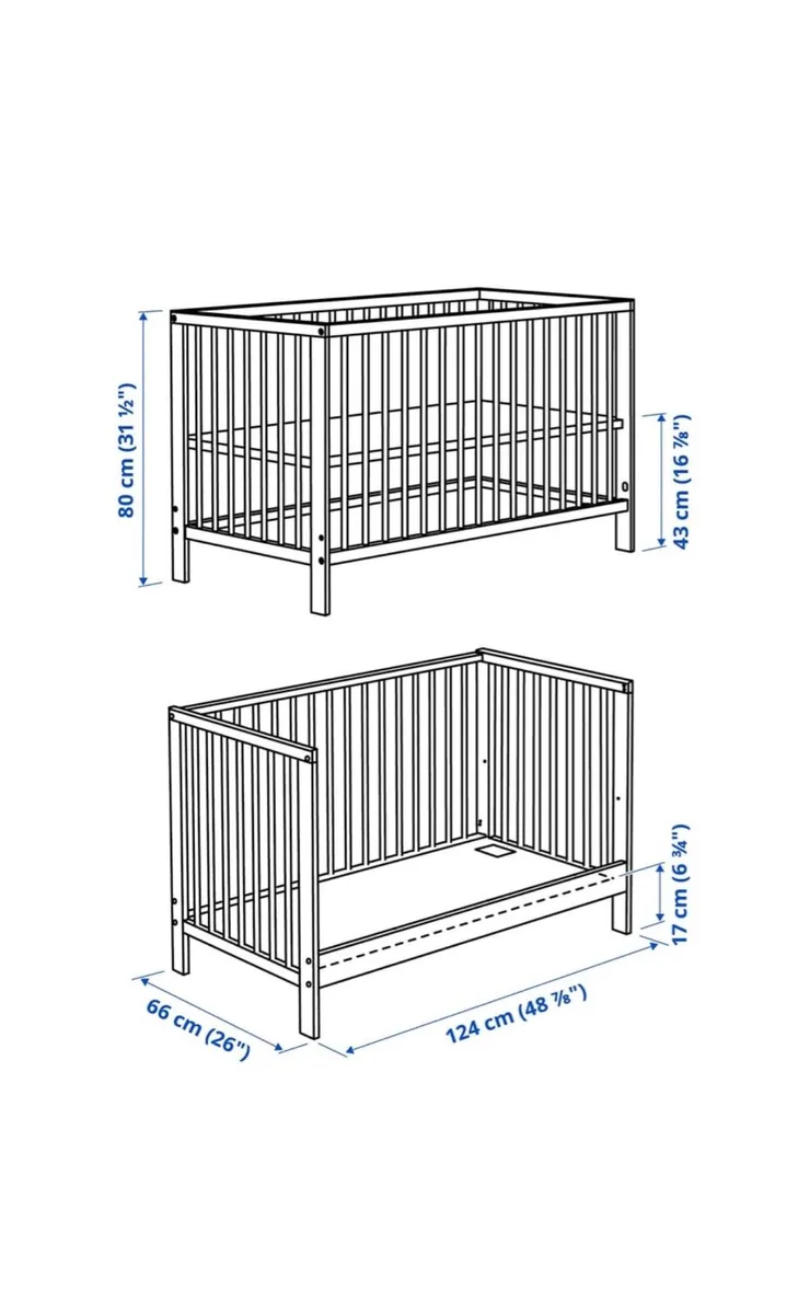 Baby cot with mattress (60X120) cm for sale in Co. Dublin for €60 on ...