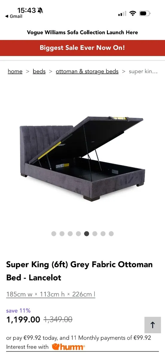 Super King Ottoman Bed for sale in Co. Dublin for €650 on DoneDeal