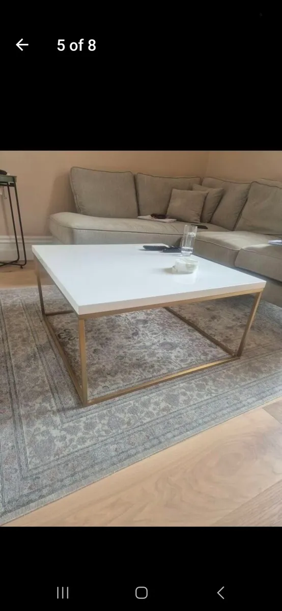 Coffee table white glass and brass from Browsers for sale in Co ...