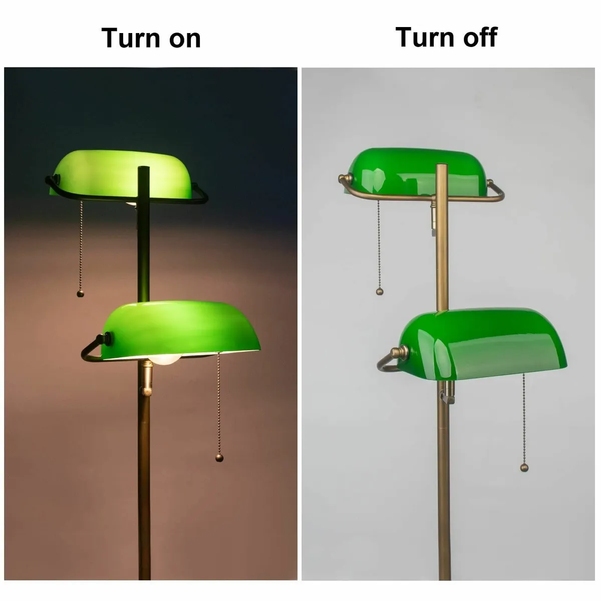 Green Glass Bankers Floor Lamp Double Light Slim for sale in Co. Dublin ...