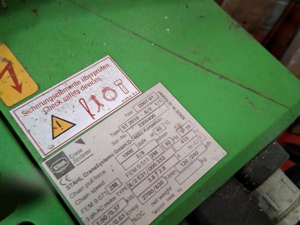 Stahl german Pulley blocks runs on 3 phase €380 for sale in Cork for € ...