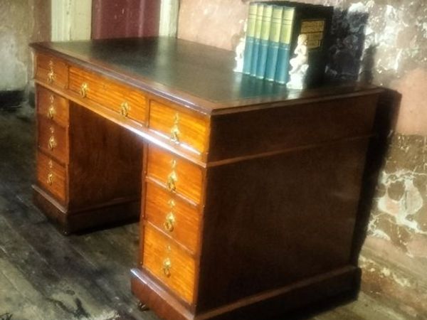A Victorian Arts and Crafts walnut pedestal Writing Desk for sale in Co ...