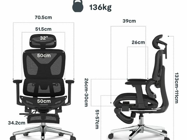 ErgoX Ergonomic Office Chair Desk with Footrest for sale in Co. Dublin ...
