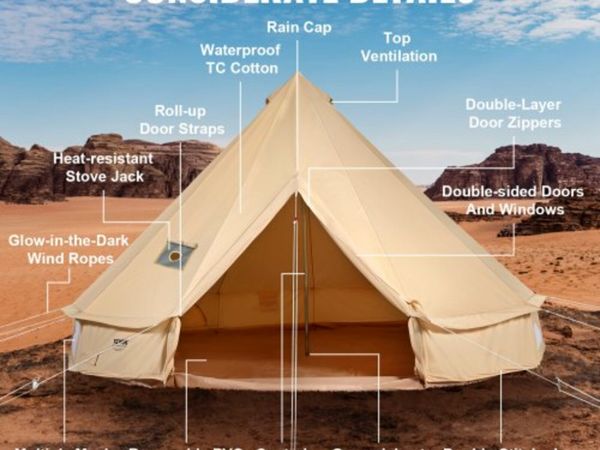 Canvas Bell Tent, 4 Seasons 5 m/16.4 ft Yurt Tent, for sale in Co ...