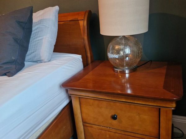 Sleigh bed and 2 matching side lockers for sale in Co. Kildare for €550 ...
