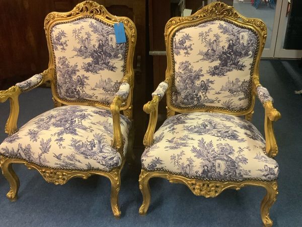 French guilded chairs for sale in Co. Westmeath for €650 on DoneDeal