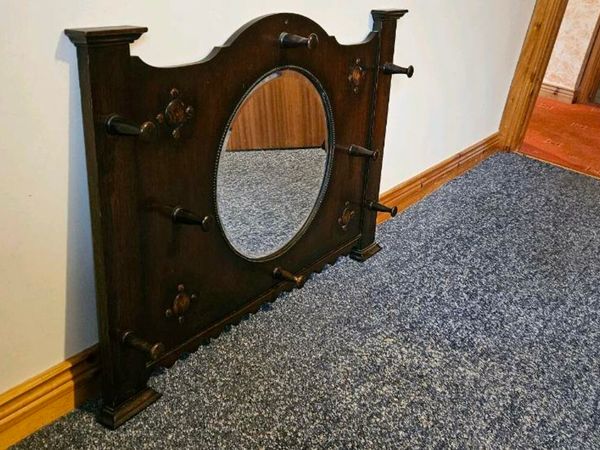 Antique wall mounted coat rack with mirror, solid for sale in Co ...