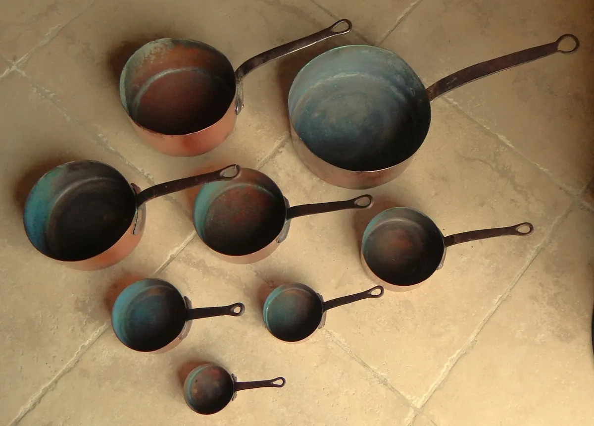 Collection of 8 Vintage Hand Made Copper Saucepans for sale in Co ...