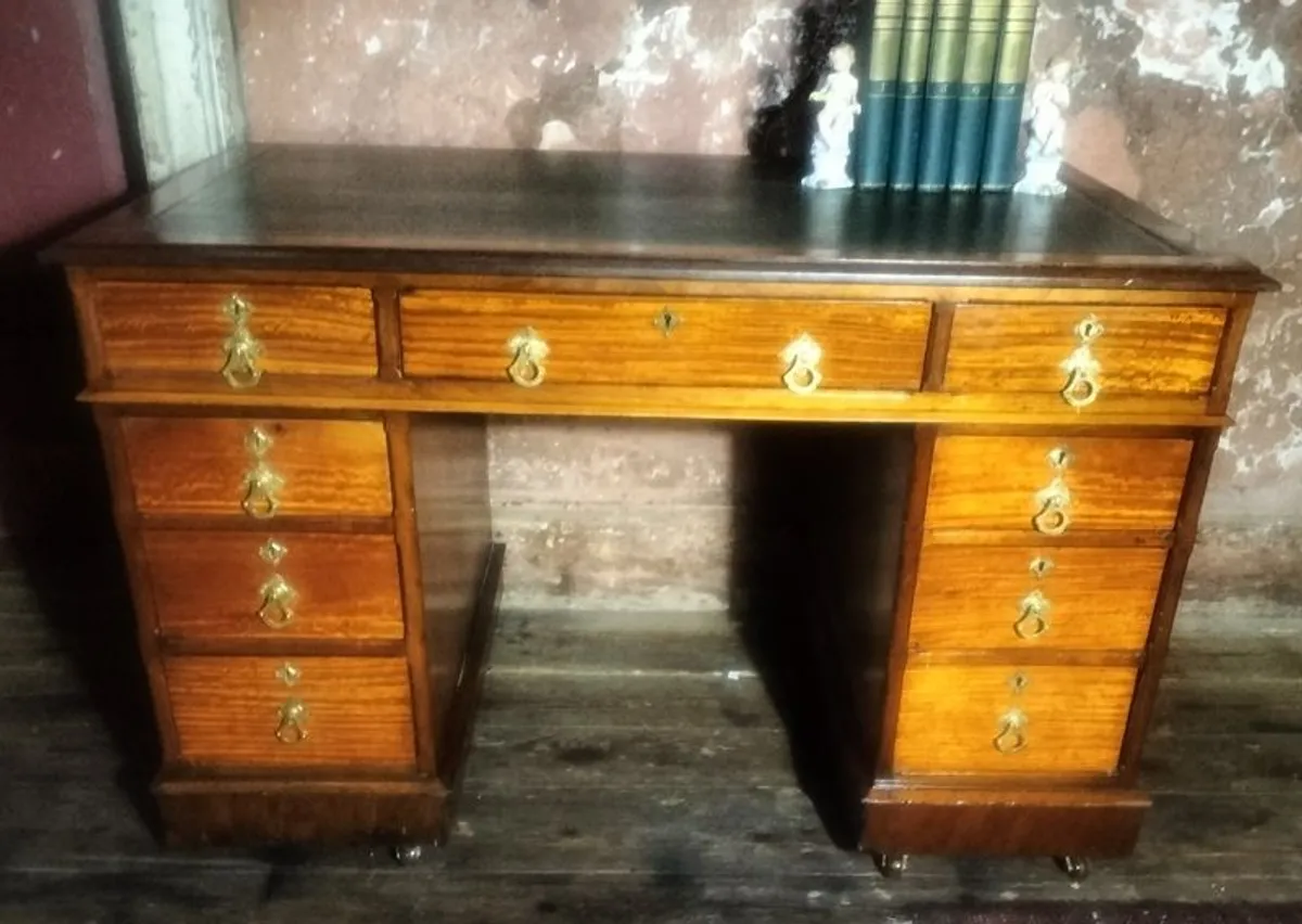 A Victorian Arts and Crafts walnut pedestal Writing Desk for sale in Co ...