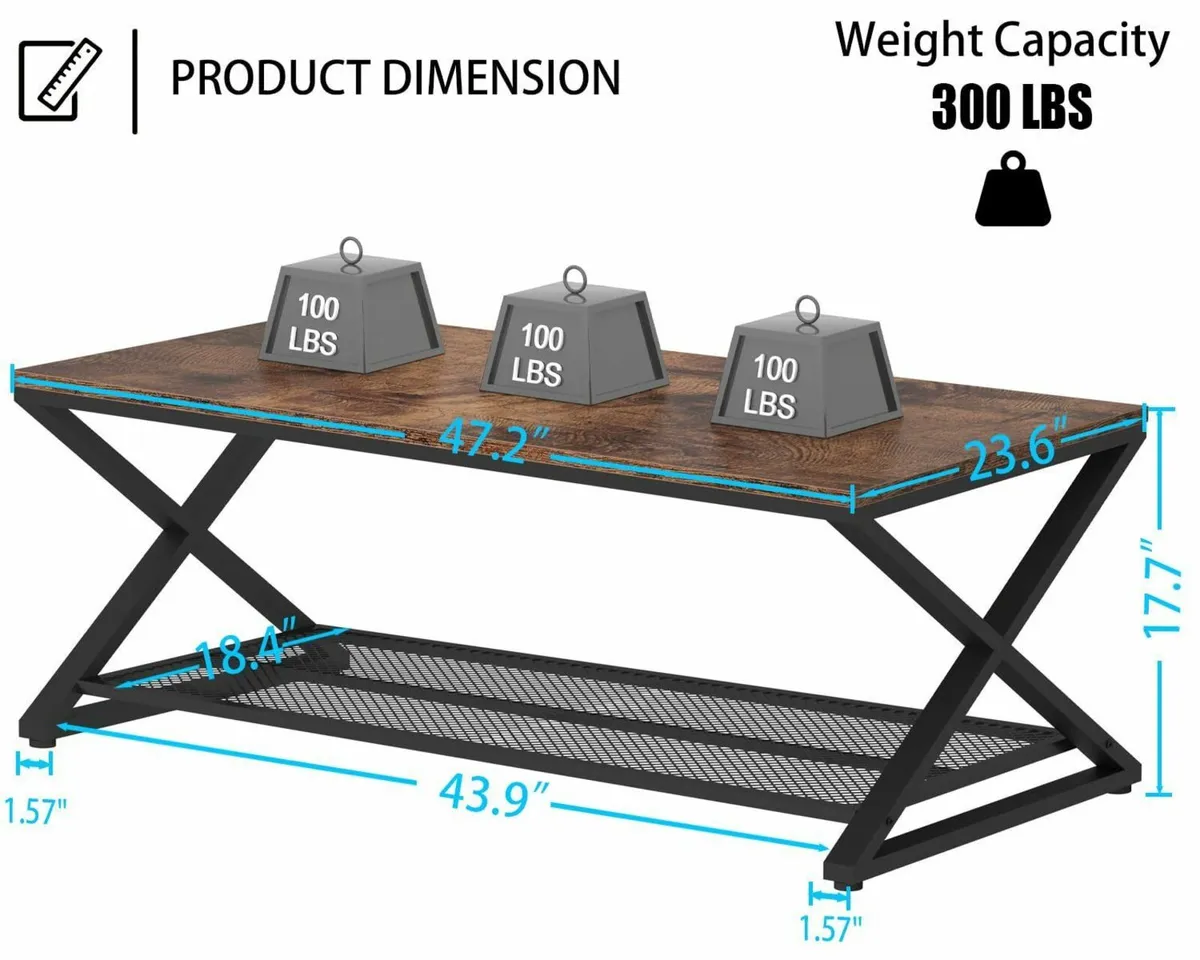 2 Tier Coffee Table Industrial Wood Metal Center for sale in Co. Dublin ...